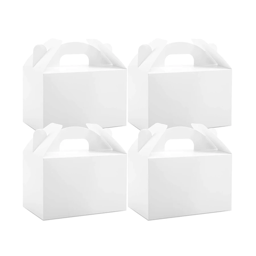 White Party Favor Treat Box With Handle Candy Snack Goody Perfect for ...