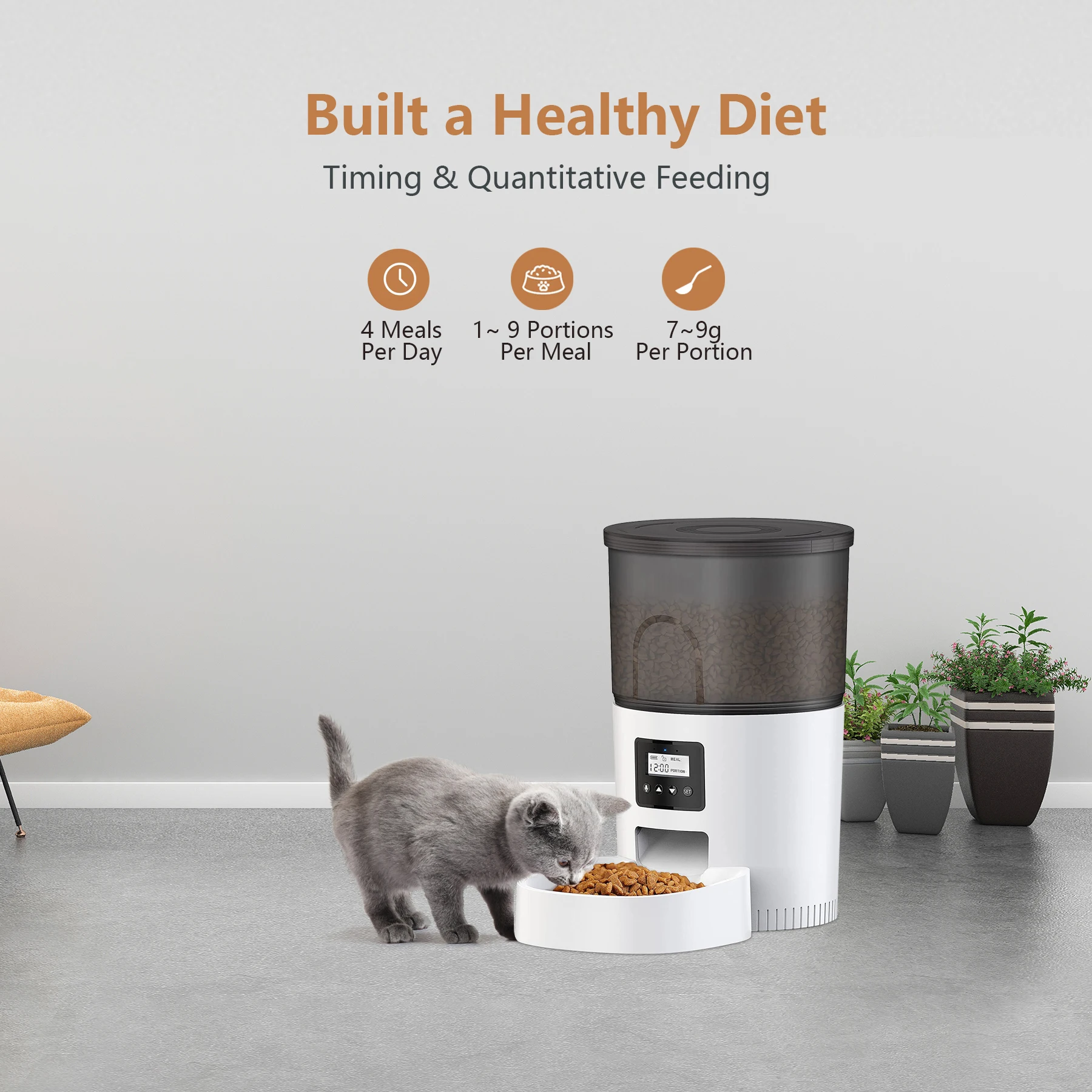 3L Automatic Cat Feeder Wi-fi Enabled Smart Pet Feeder for Cats and ...