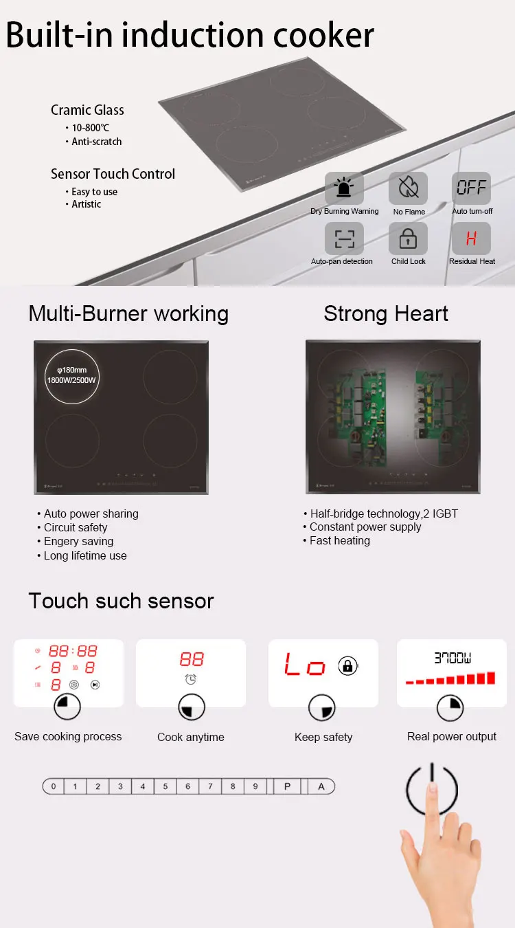 H-one Design Half Bridge Inverter Induction Hob - 7200W