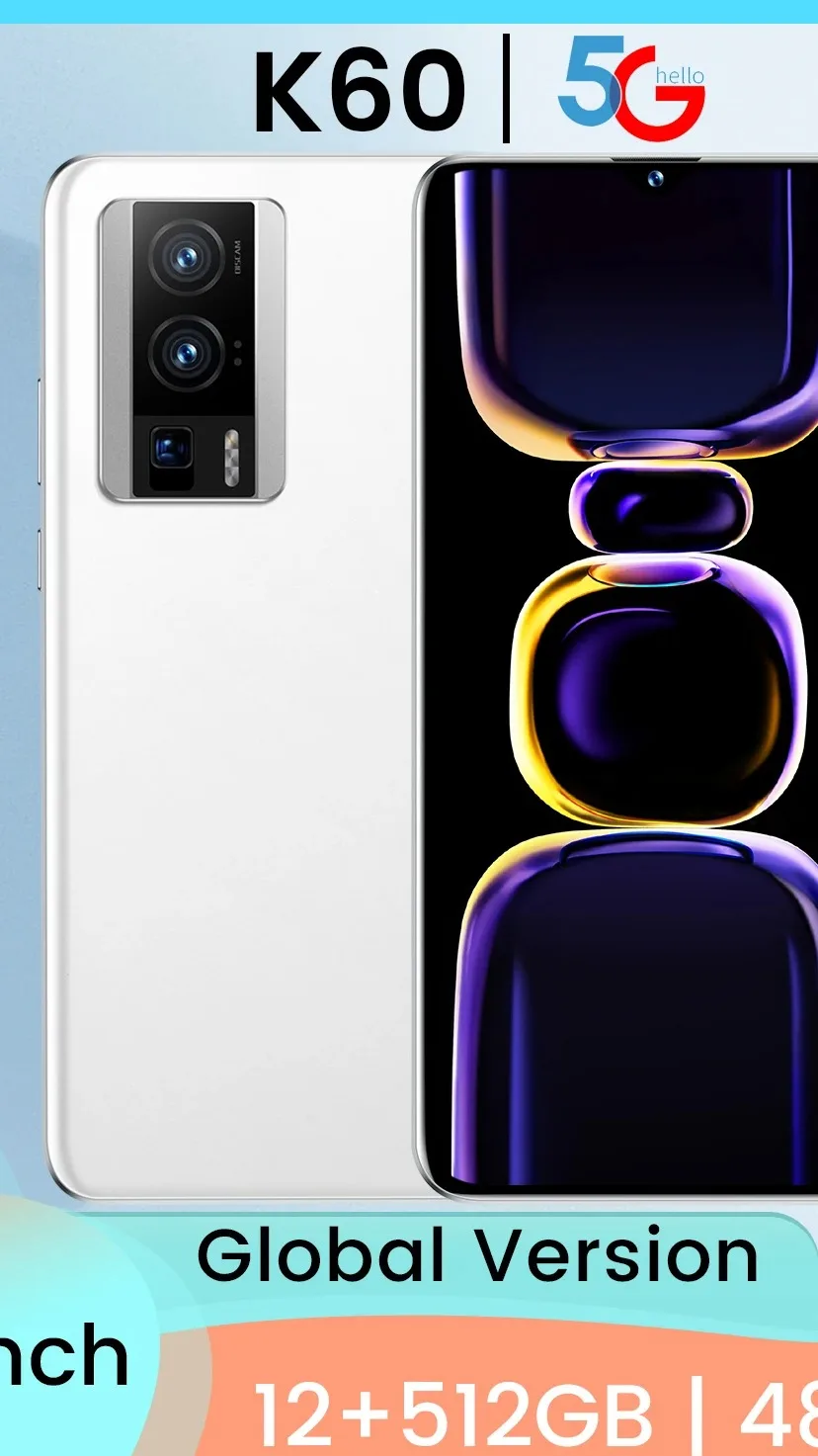 K60 Pro 5g Smart Phone 6.67 Inch Lcd 12gb/256gb Nfc Heart Rate 5g Smartphone Android 10 Gsm ...