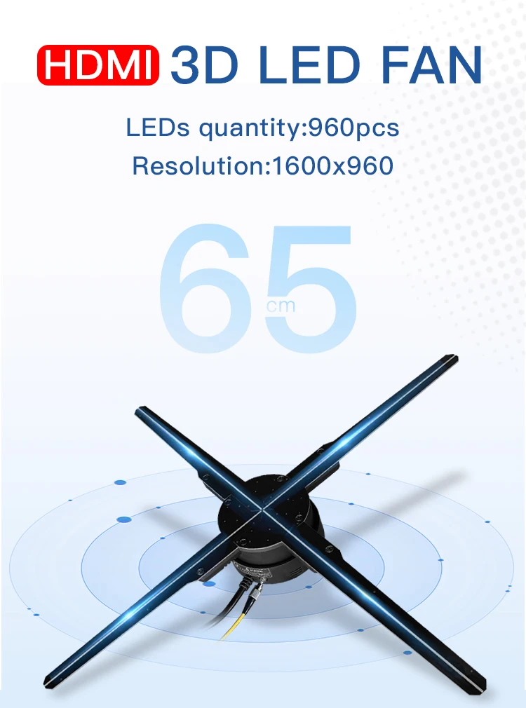3D Hologram Fan - Indoor Advertising Holographic LED Fan with HDMI & OEM