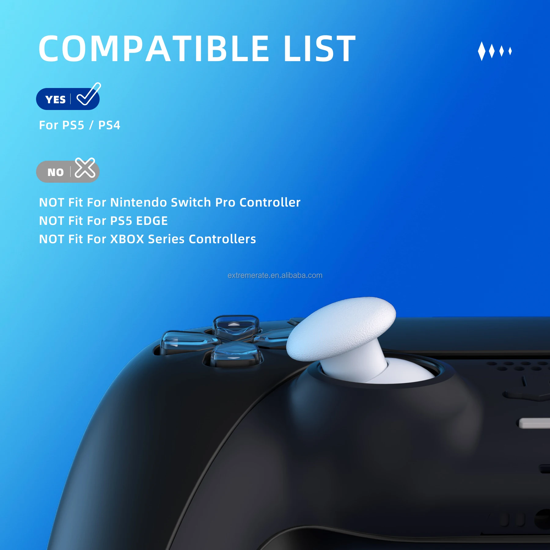 EXtremeRate Bottom Removable Analog Stick Custom Replacement Edge ...