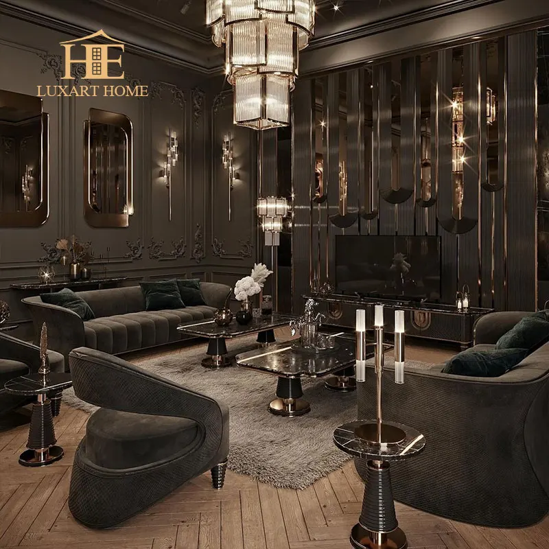 Luxury Royal Design Dining Table Sets with Carved Edge