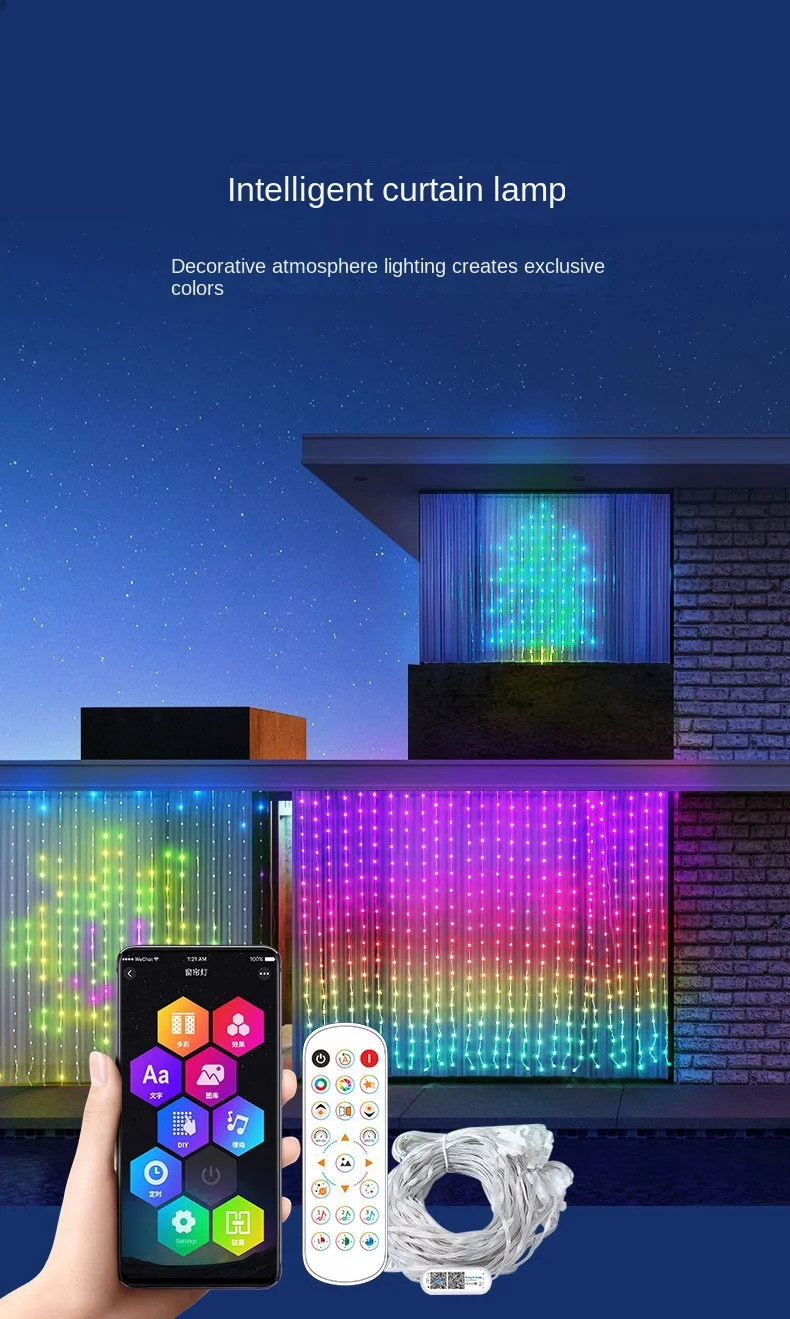 Diy Smart App Control Rgb Curtain Lights Led String Lights Fairy ...