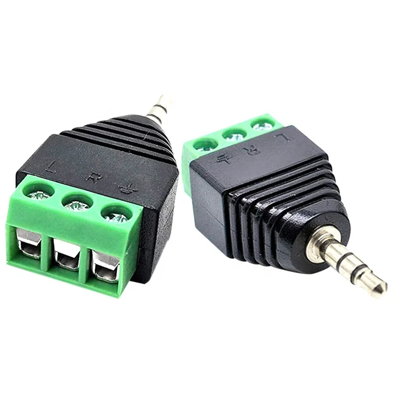 1/8" 3.5mm 3 Pole Trs Stereo Av Male To 3-screw Terminal Female ...