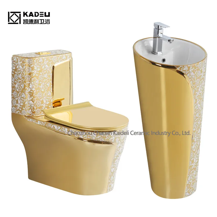 High Quality Golden Sanitary Ware Floor Mounted Commode Toilet Pedestal ...