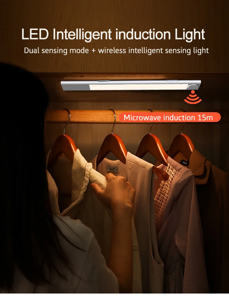 64PCSLED Rechargeable Kitchen Cabinet Wardrobe Light Microwave ...