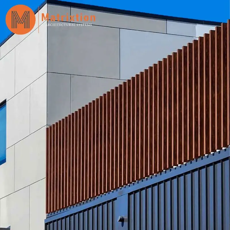 Timber look Batten aluminum facade panels for buildings exterior ...