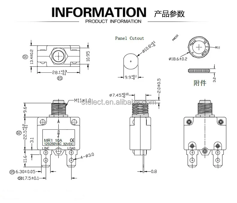 3A-30A DC Circuit Breaker with Bakelite and Plastic Shell Mini MCB ...