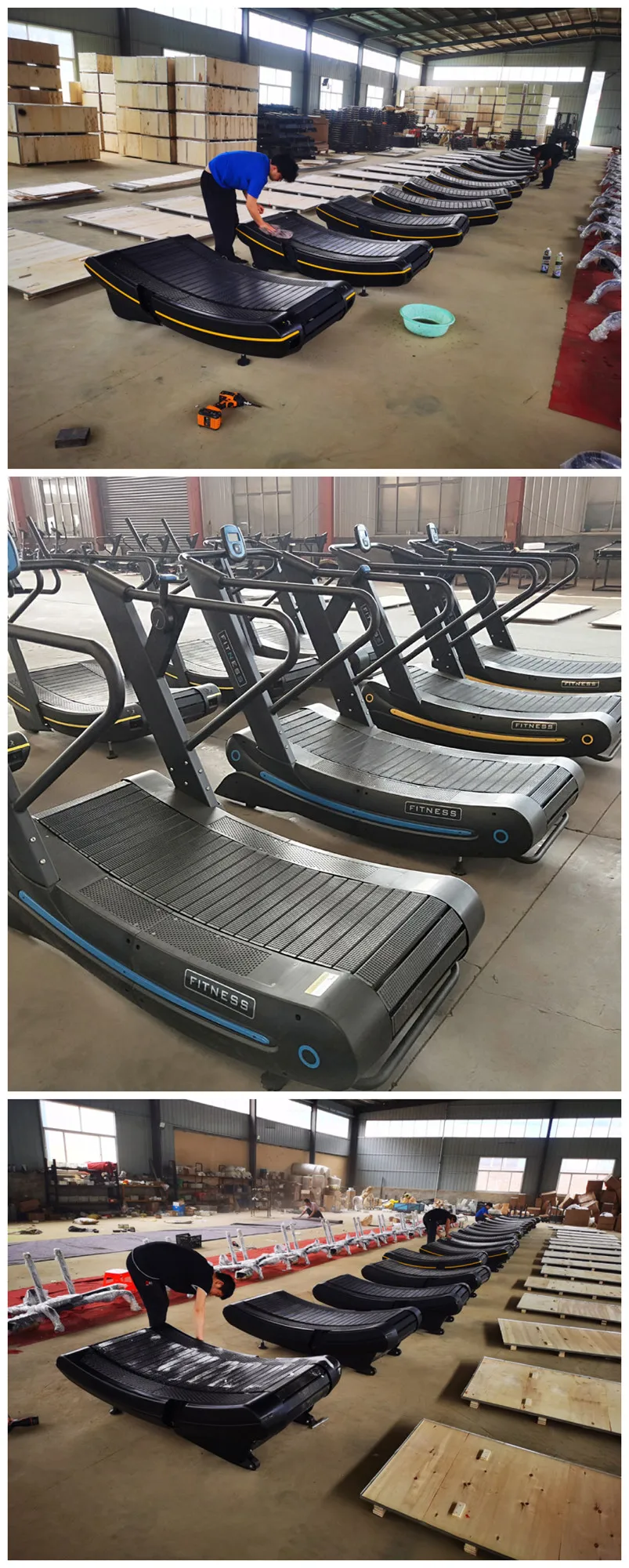 Commercial Woodway Curved Treadmill - Self-Generation Manual Running ...