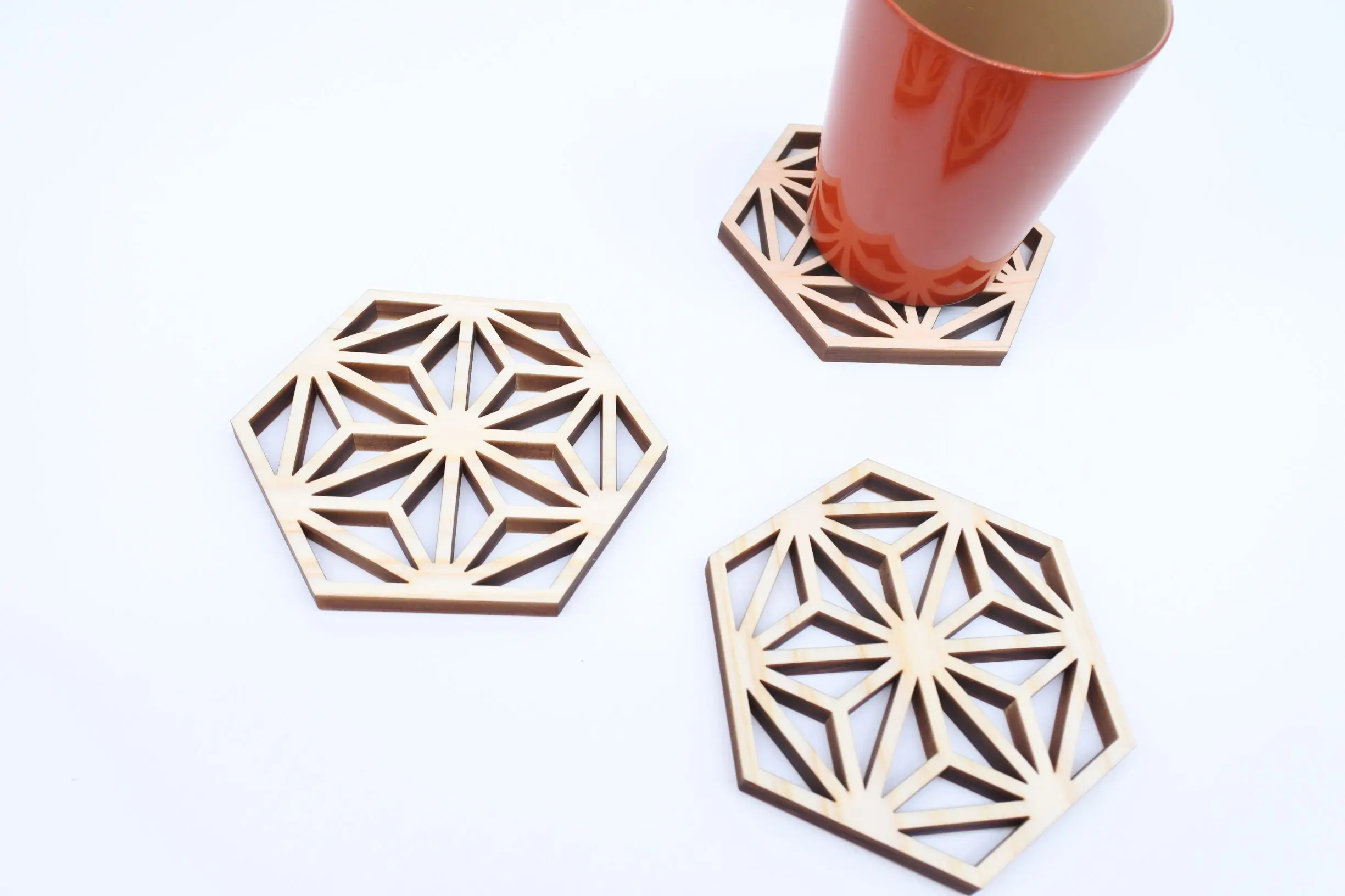 Wooden Coaster -karakusa- Made Of Japanese Cypress A Coaster Or ...