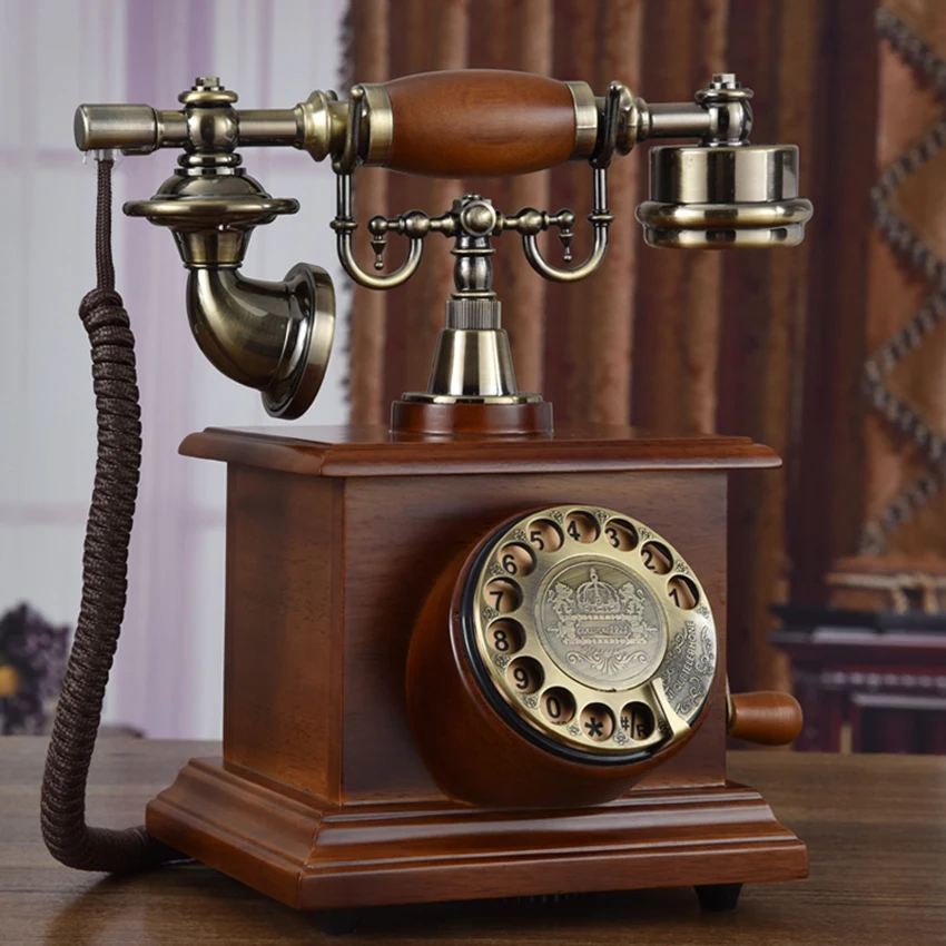 Classic Wooden Retro Phone With Rotary Dial And Hang-up Headset,Ideal ...