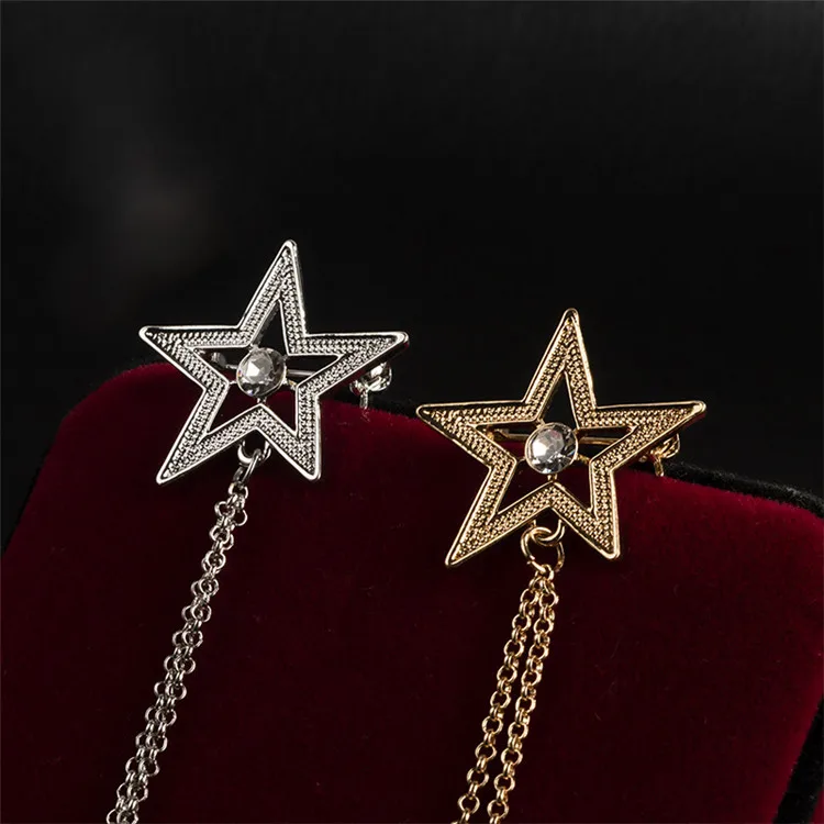 Simple Fashion Men's Suit Jewelry Brooch Elegant Gold Sliver Alloy Five ...