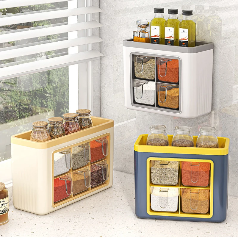 Wall-mounted Seasoning Container Kitchen Seasoning Container 4 ...