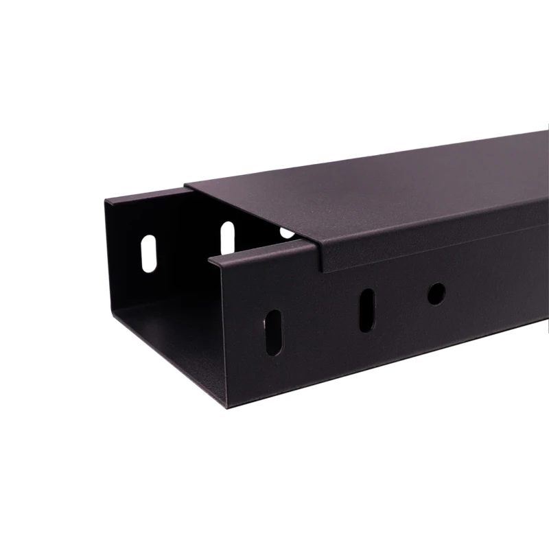 Black 50mm Channel Electrical Cable Tray And Cable Trunking System ...