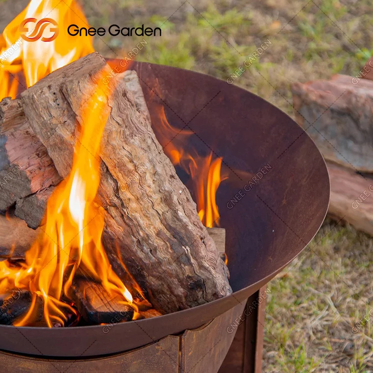 Gas Fire Pit Table Outdoor Garden Corten Steel Propane Gas Fire Pit ...