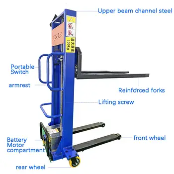 500kg 1000kg Self Loading Portable Forklift 1500kg Mini Small Hand Manual Semi Electric Self ...