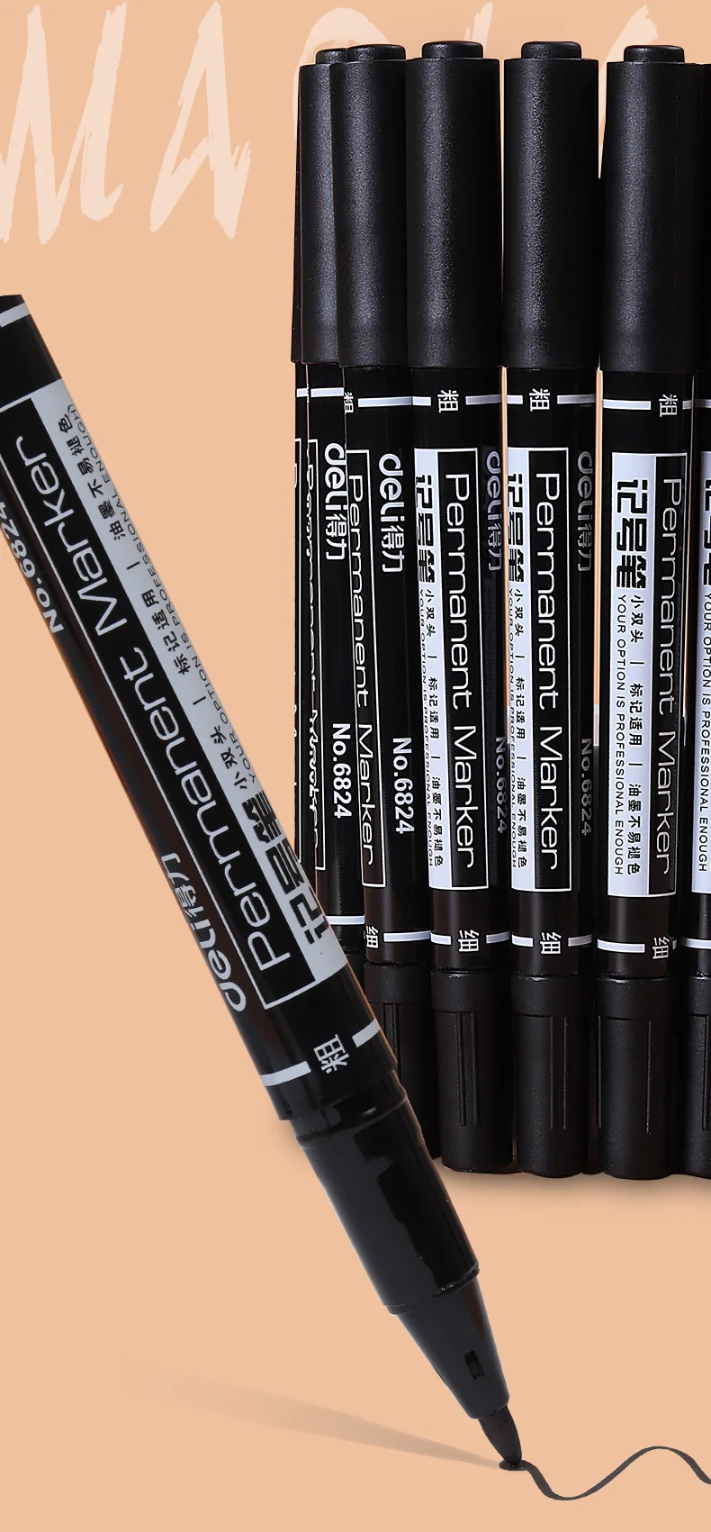 Deli 36 Pcs Twin Tip Markers Black, Blue, Red Ink Mark Pens 0.5mm-1mm ...