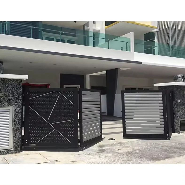 High Quality Villa Modern Black Motorized Metal Folding Main Gates ...