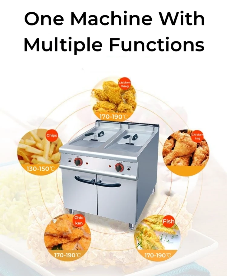 Electric Deep Fryers 24kw Commercial Fryers Machine With Cabinet For ...