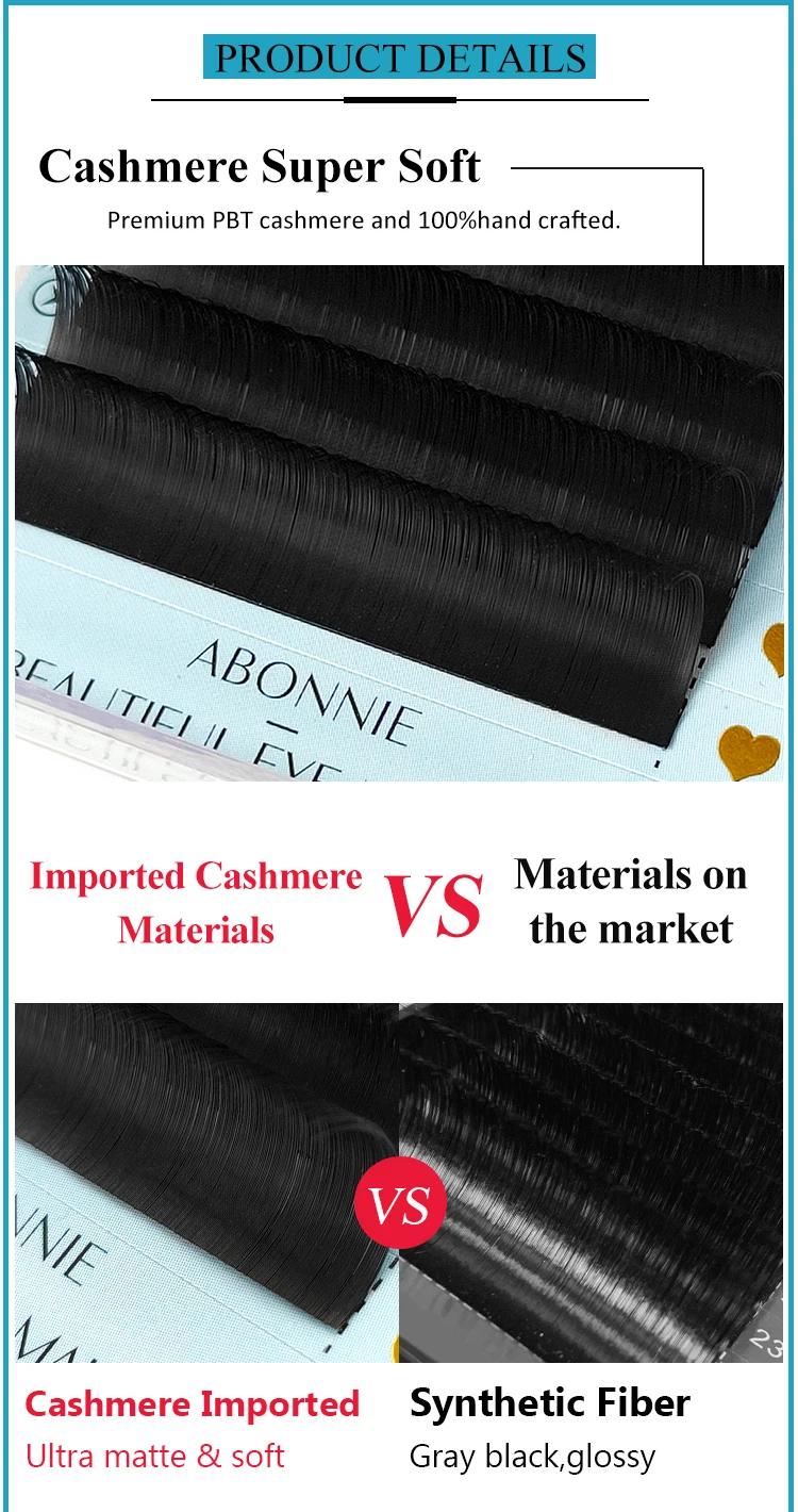 Private Label Individual Eyelash Extension Supplies 0.03 05 Dark Matte Cashmere Lash Trays Matte ...