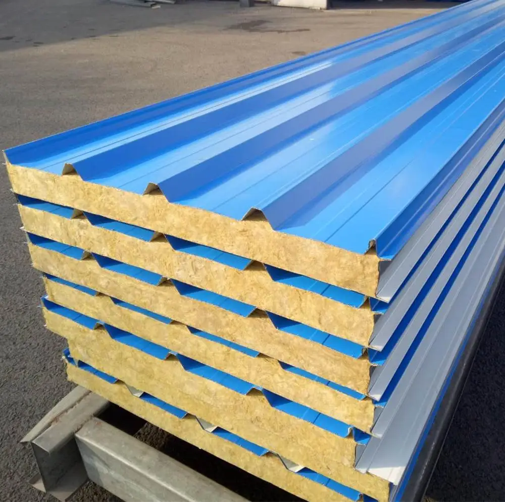 Insulated Rock Wool / Mineral Fireproof Sandwich Roof And Wall Panels ...