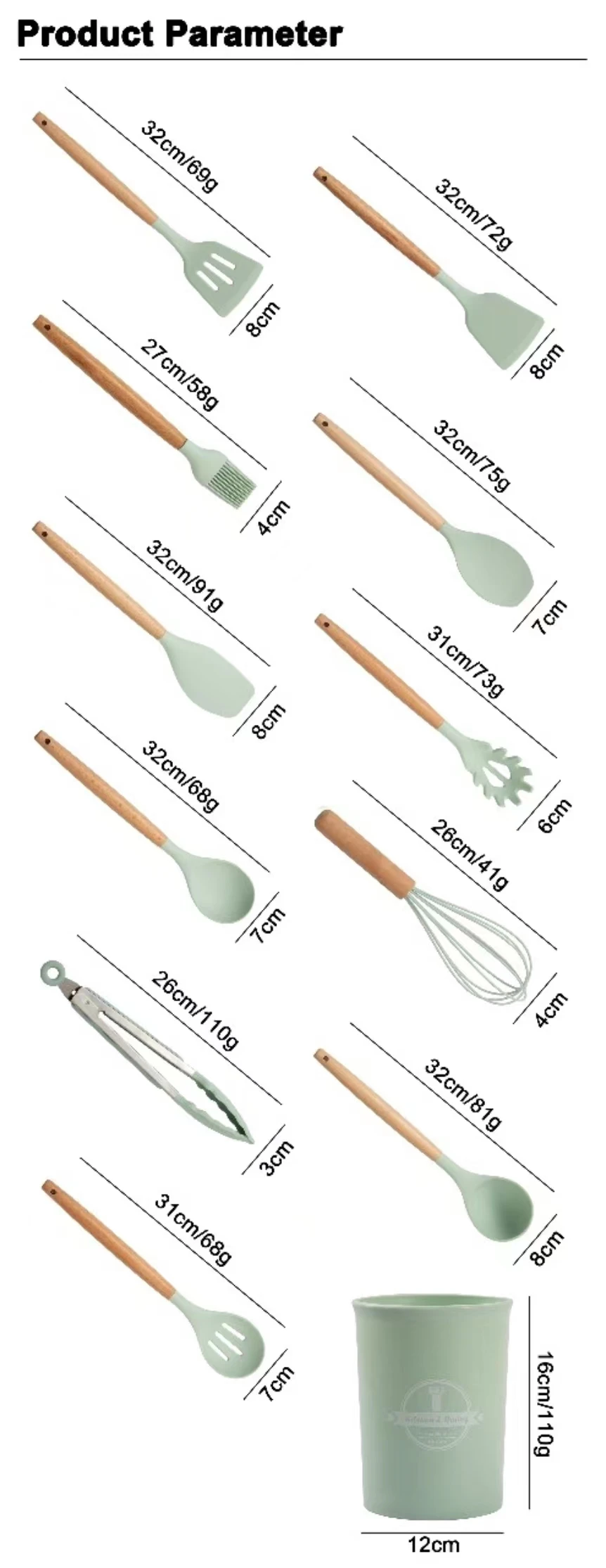 Complete Kitchen Utensil Set 12 Piece Non-stick Cooking Silicone ...