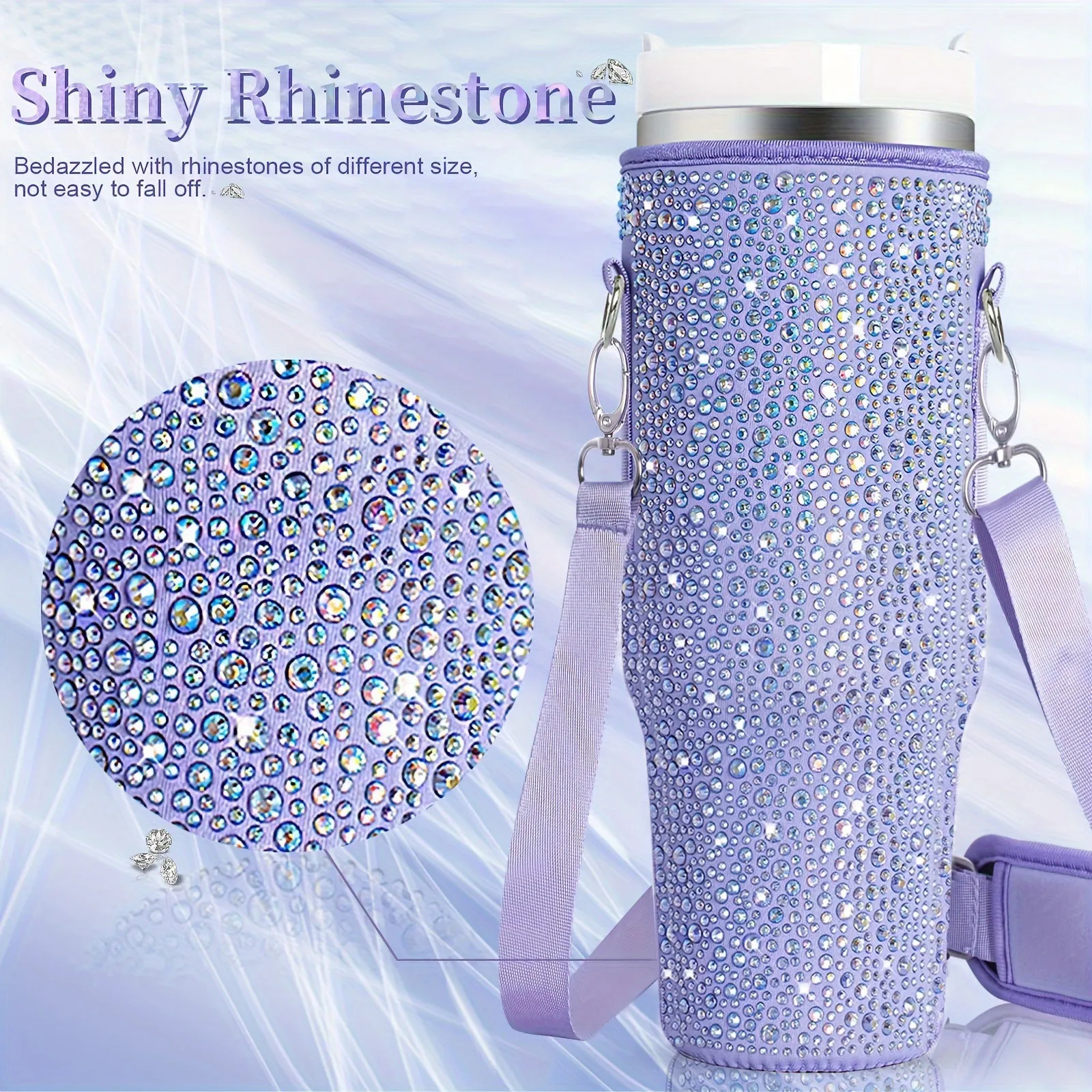 Bling Cup Diamond Studded Tumbler Glitter Double-wall Water Bottle With ...