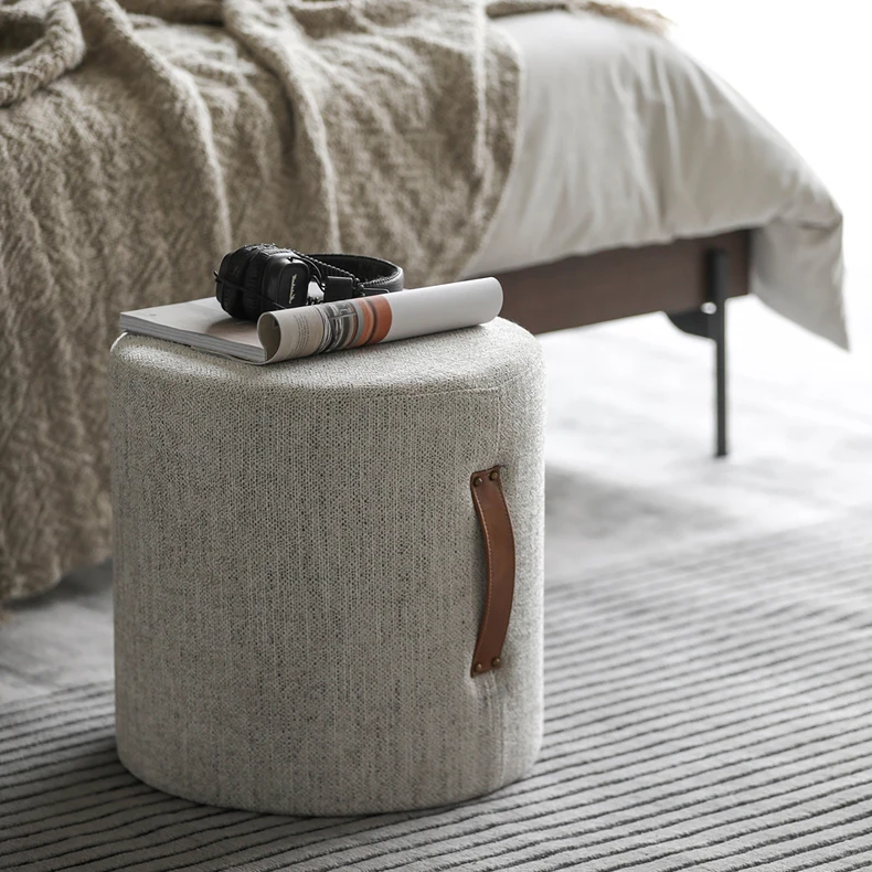 Custom Round Storage Stool - Modern Boucle Ottoman