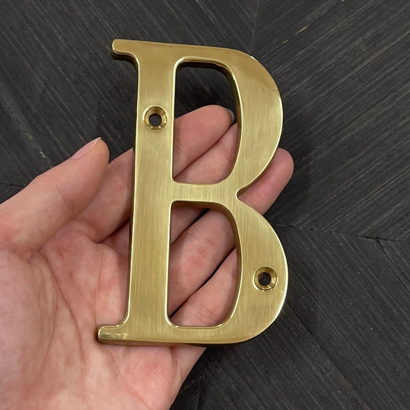 4 Inch. 10cm Solid Brass Letters Modern House Number Door Numbers ...