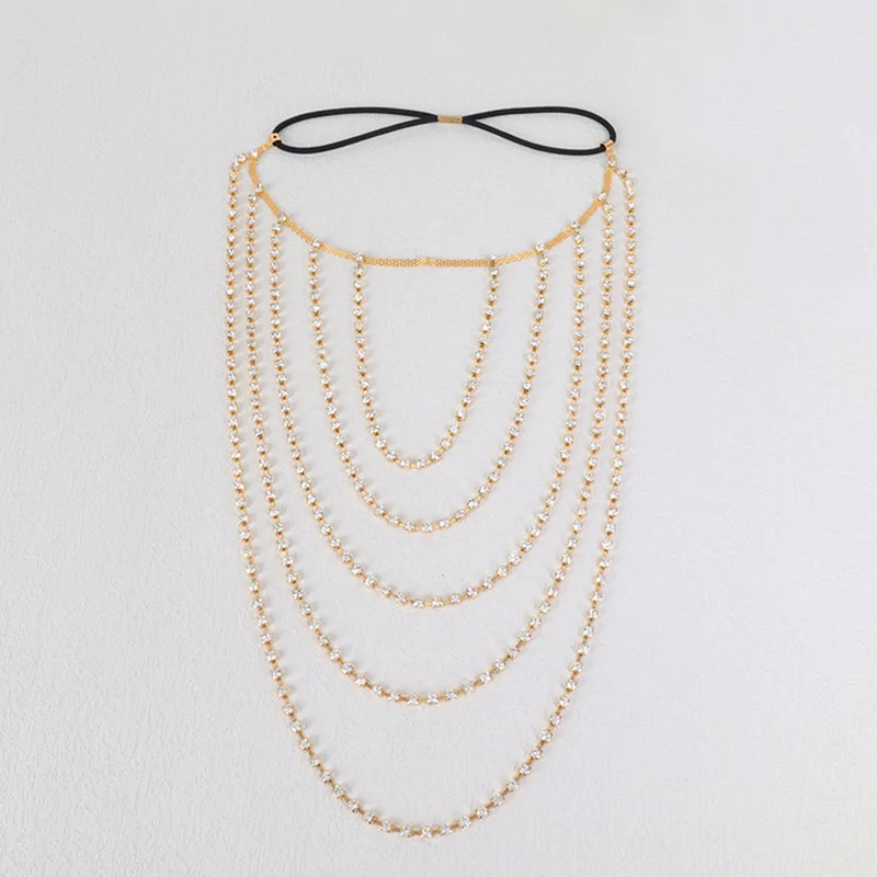 Women Sexy Rhinestone Leg Chain Body Jewelry Elastic Band Multi Layer ...