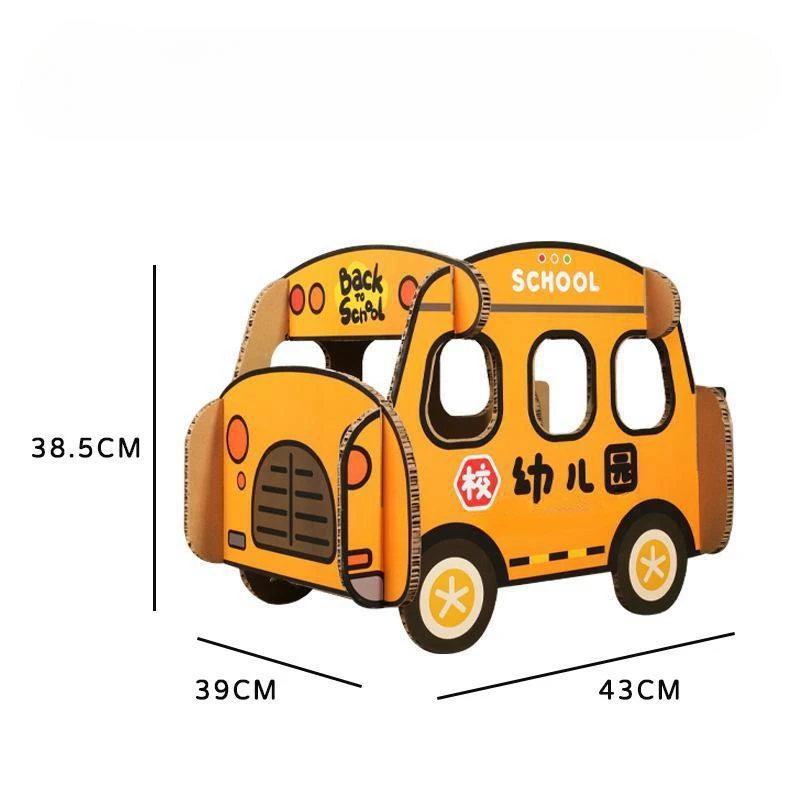 School Bus Model Cat Scratch Board Corrugated Paper Cattery Cat ...