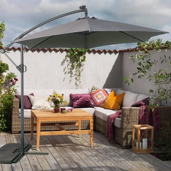 Garden Aluminium Umbrellas Solar Powered Heavy Duty Parasol Rectangle ...