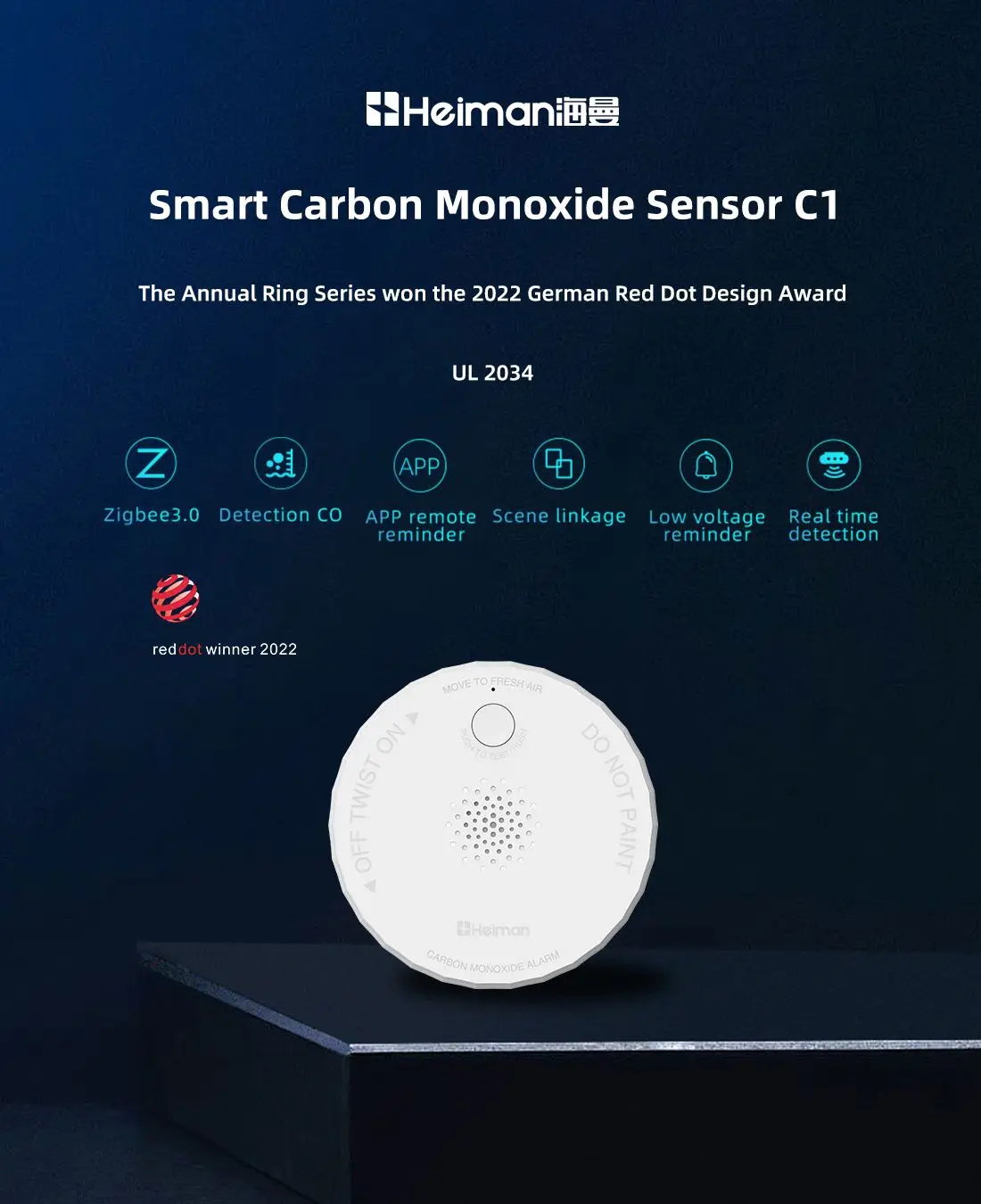 Heiman Matter Over Thread Mini Size Smart Carbon Monoxide Alarm Co ...