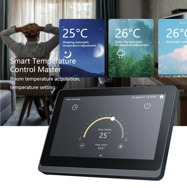 7 Inch Smart Hotel Touch Screen Temperature Control KNX Panel