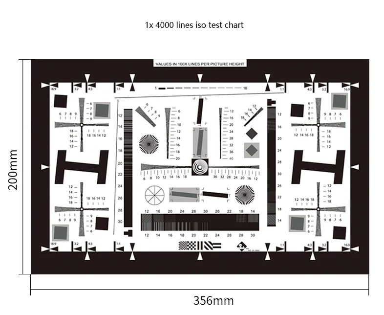 ISO 12233 Test Chart - 4X Resolution for Camera Testing