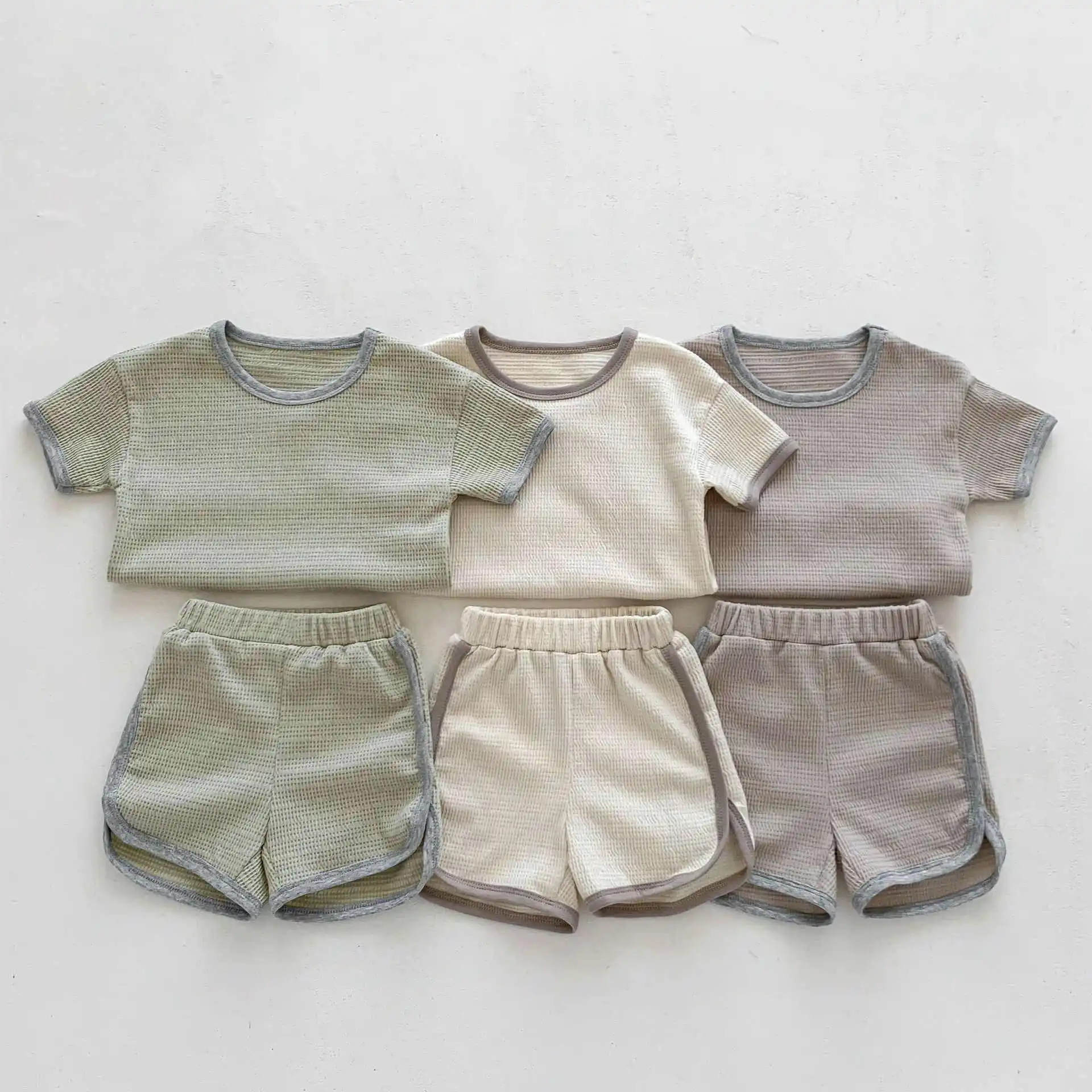 Summer Toddler Baby Boys Girls Waffle 2piece T-shirt Shorts Clothes ...