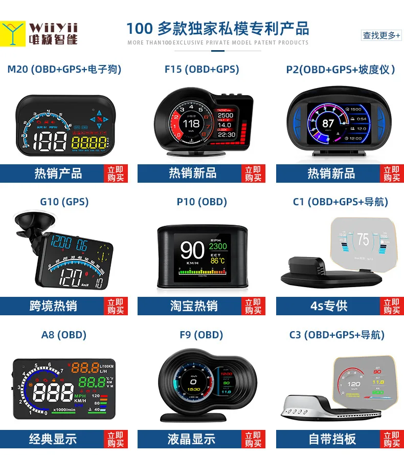 M8 Portable Car Head-Up Display Universal OBD2 Speedometer with Water ...