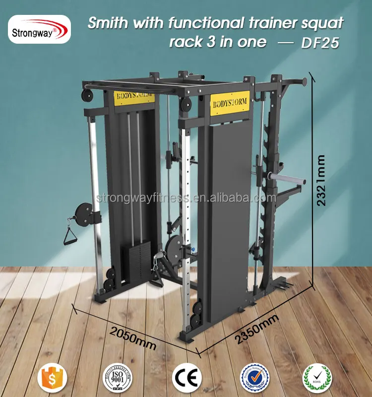 Commercial Smith with Functional Trainer Squat Rack 3 in One Gym ...