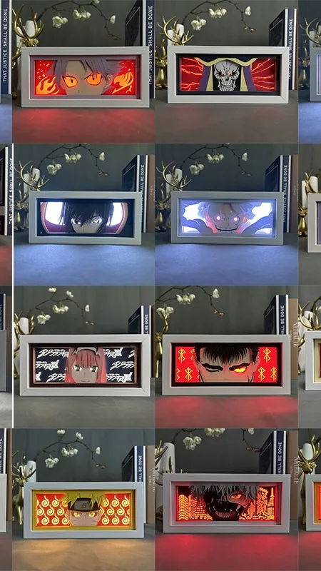 Lighting Up Painting Manga Tricolor Poster Led Strips Paper Cut Light ...