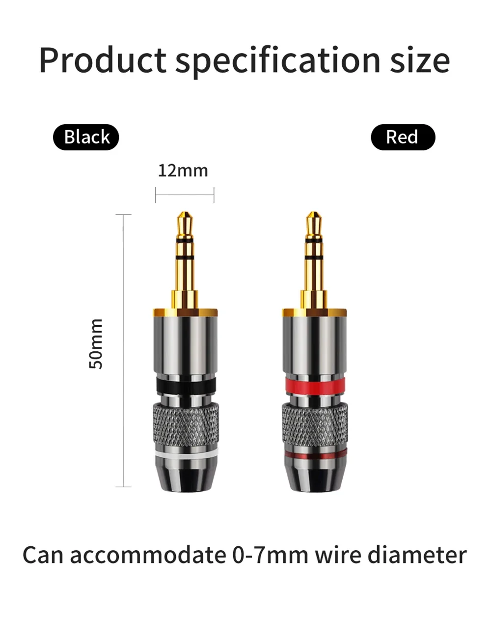 3.5mm Trs 3 Pole Audio Male Connector Plug Jack Gold-plated Stereo ...