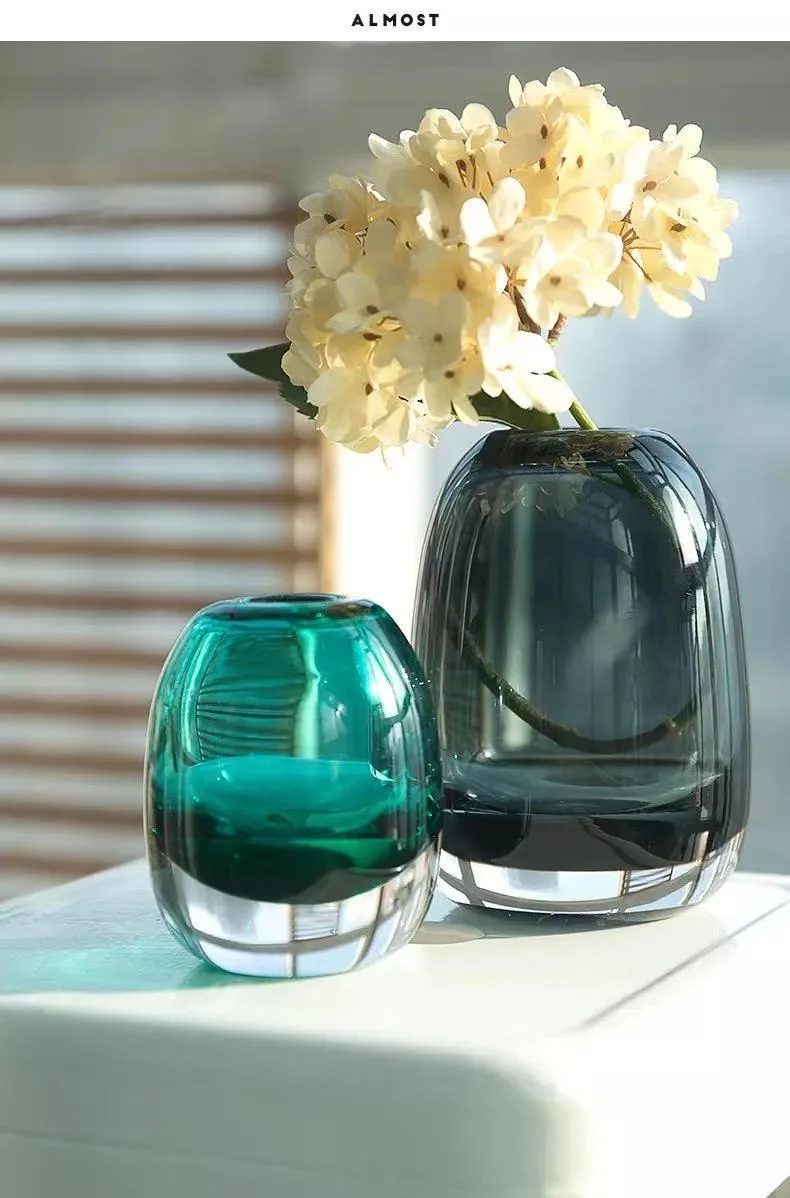 Colored Simple Super Thick Water Drop Crystal Clear Glass Vase Mid ...