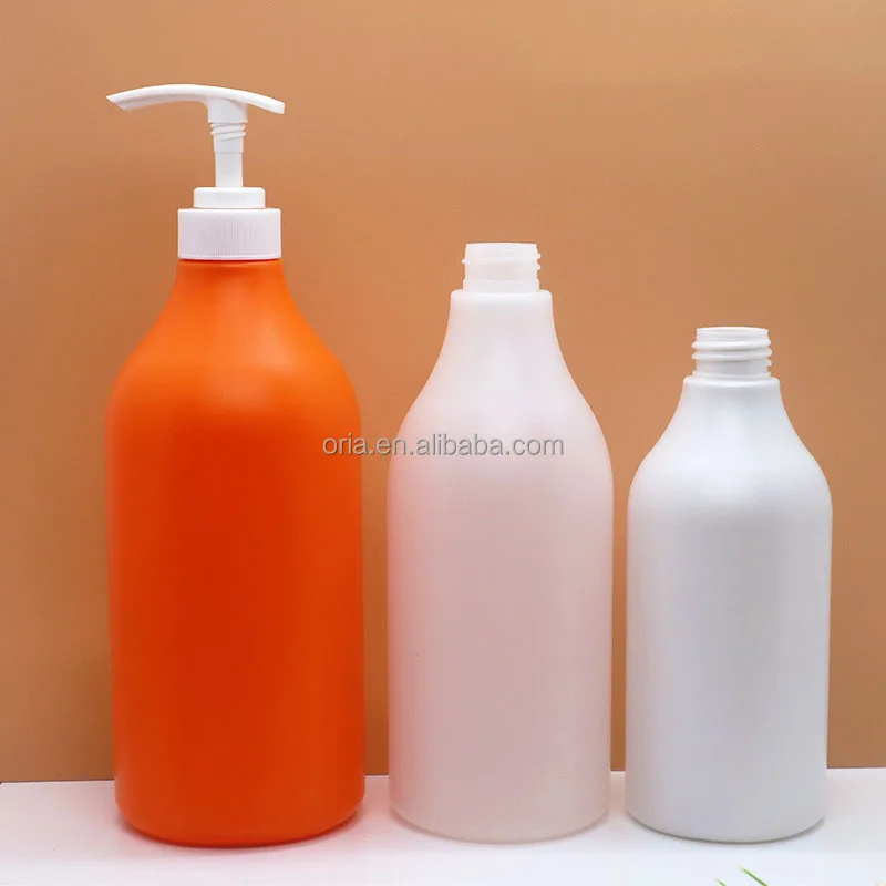 Custom Orange Color Shampoo Bottle 500ml 800ml 1000ml HDPE Lotion Pump ...