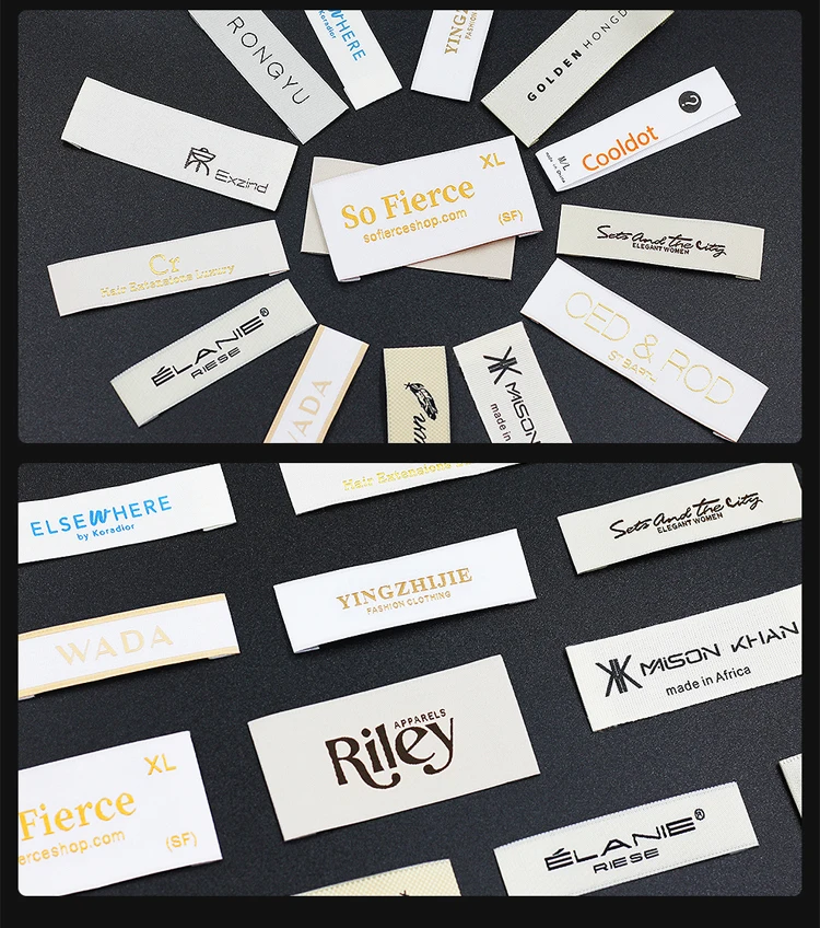 Custom Brand Name Logo Garment Neck Damask Fabric Label