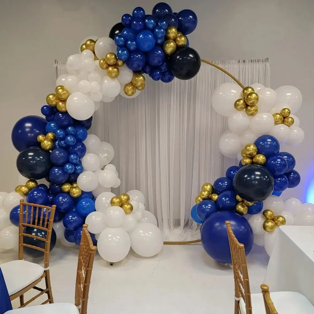 Royal Blue Gold Black Balloons Arch Kit for Party Decor