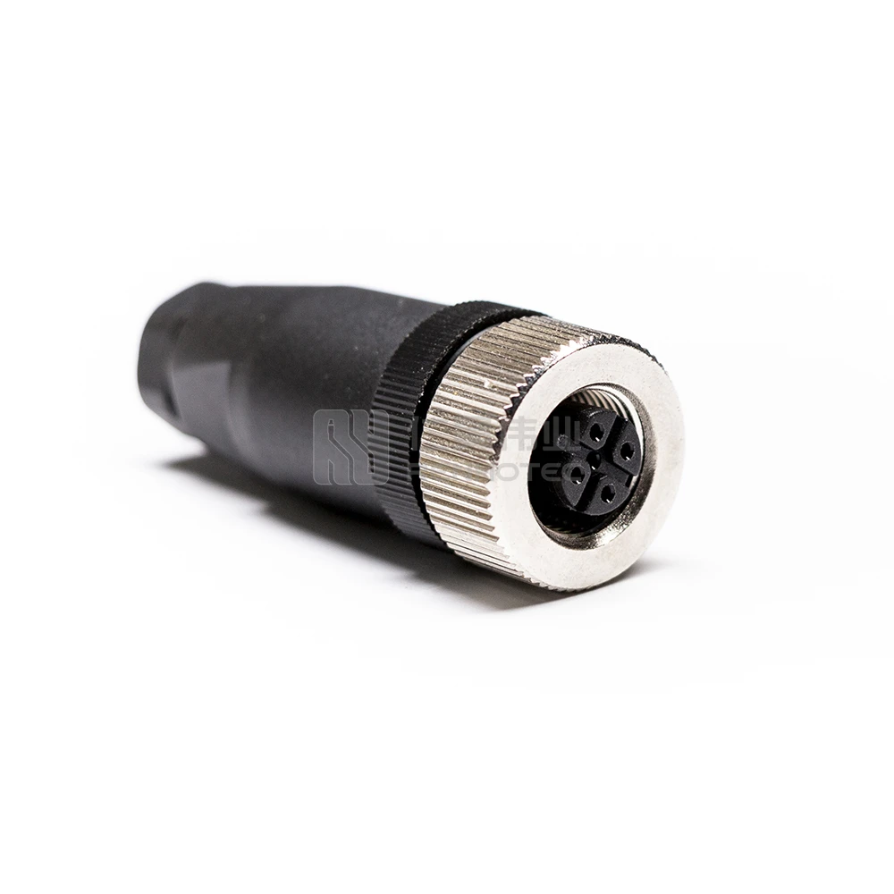 4 Pin Circular Waterproof Straight Plug M12 Cable Amp Connector - Buy 4 ...