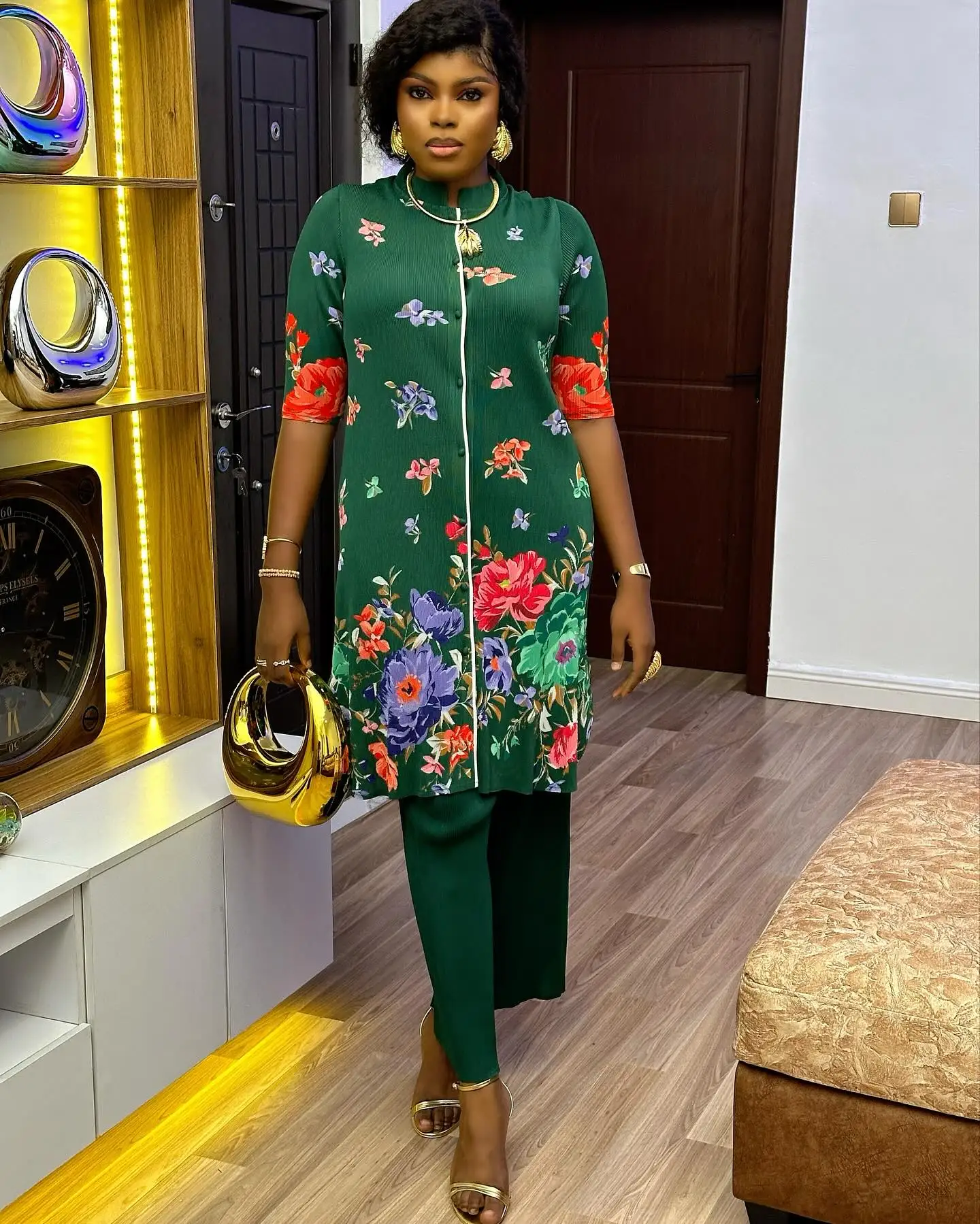 Hot Sale Single Breasted Floral Deign Solid Color Plus Size Miyake ...