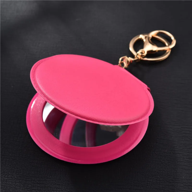 Cute Double-sided Portable Mirror Keychain - Mini Light Keychain, Oem
