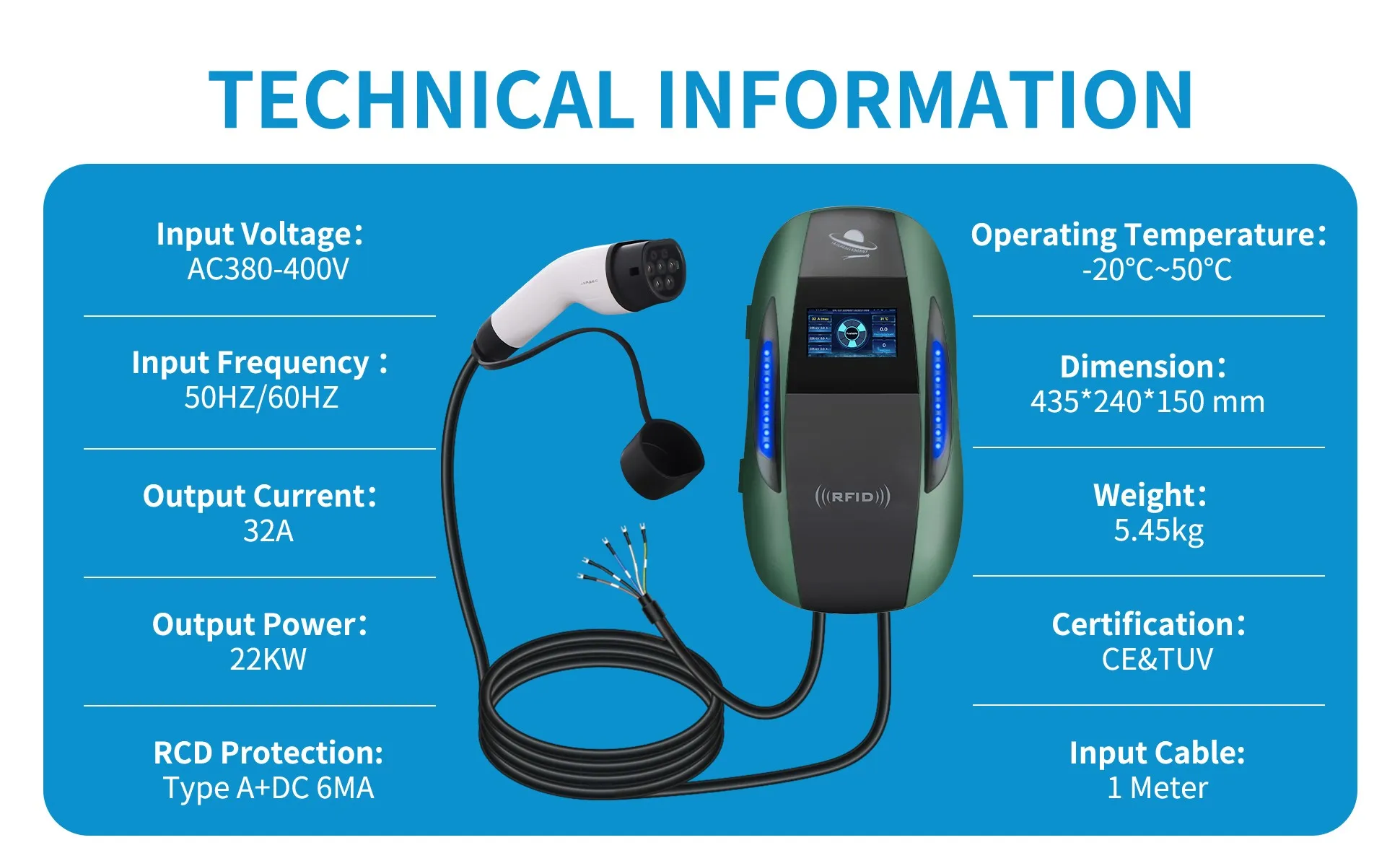 Ac Ev Charger Wall Box Type 2 Fast Charging Wall-mounted Ac Ev Charging ...