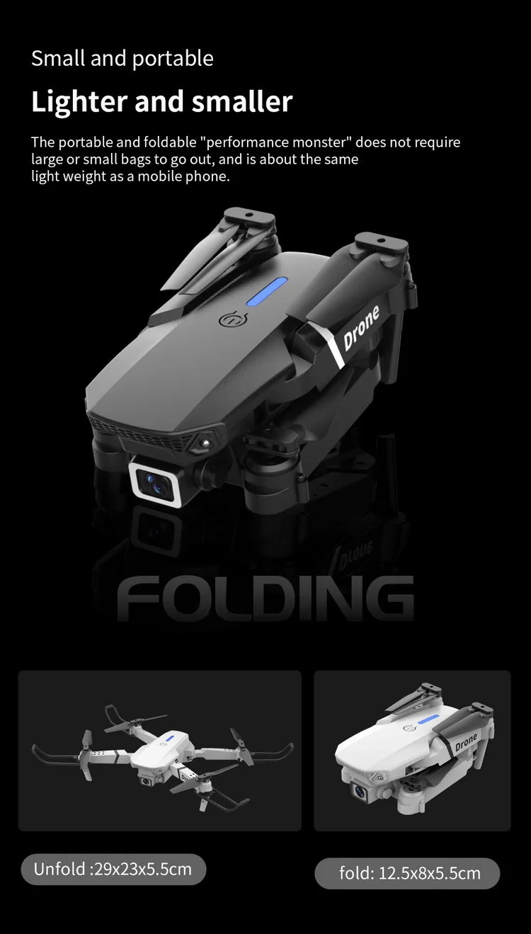 E88 PRO RC Quadcopter Drone - 4K Camera, Foldable Design